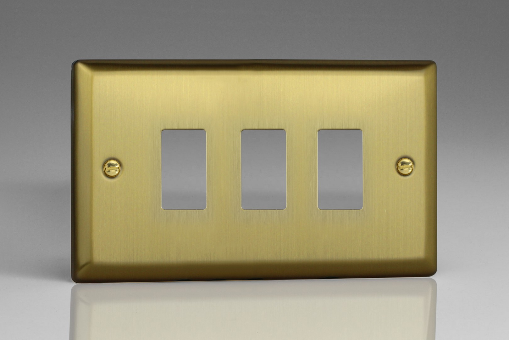 Varilight Urban Brushed Brass 3-Gang PowerGrid Plate including Yoke ... Varilight Urban Brushed Brass 3-Gang PowerGrid Plate including Yoke ...