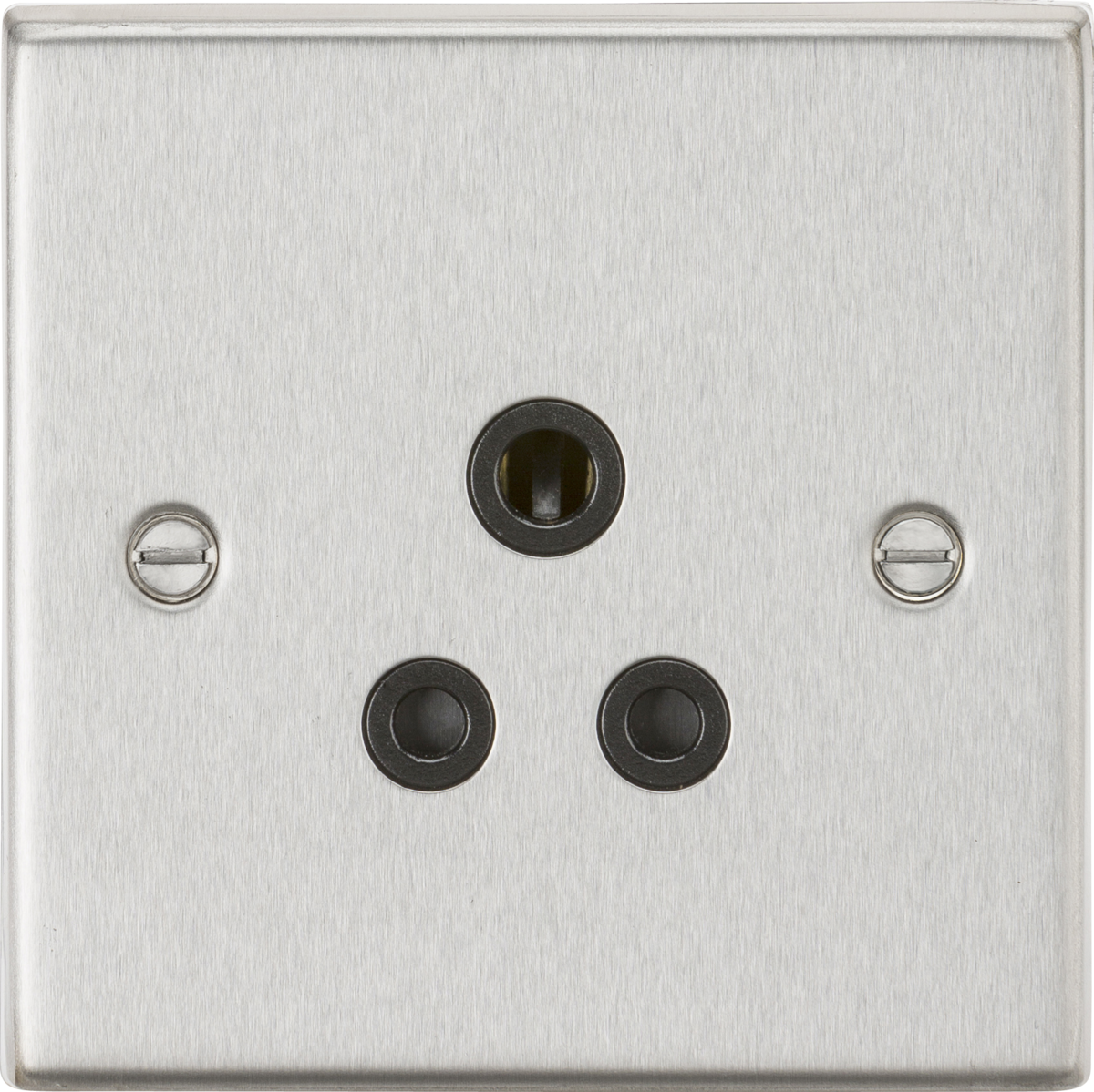Knightsbridge Raised Square Edge Brushed Chrome 5A Unswitched Socket ... Knightsbridge Raised Square Edge Brushed Chrome 5A Unswitched Socket ...