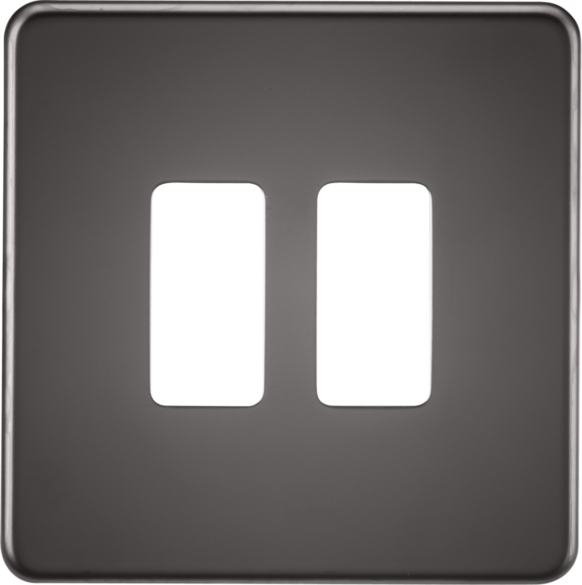 Knightsbridge Screwless Black Nickel 2 Gang Grid Faceplate - Switch ... Knightsbridge Screwless Black Nickel 2 Gang Grid Faceplate - Switch ...