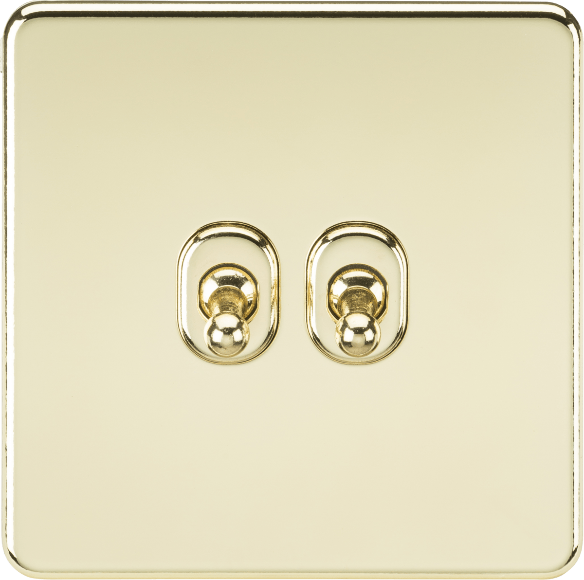 Knightsbridge Screwless Polished Brass 10AX 2 Gang 2-way Toggle Switch ... Knightsbridge Screwless Polished Brass 10AX 2 Gang 2-way Toggle Switch ...