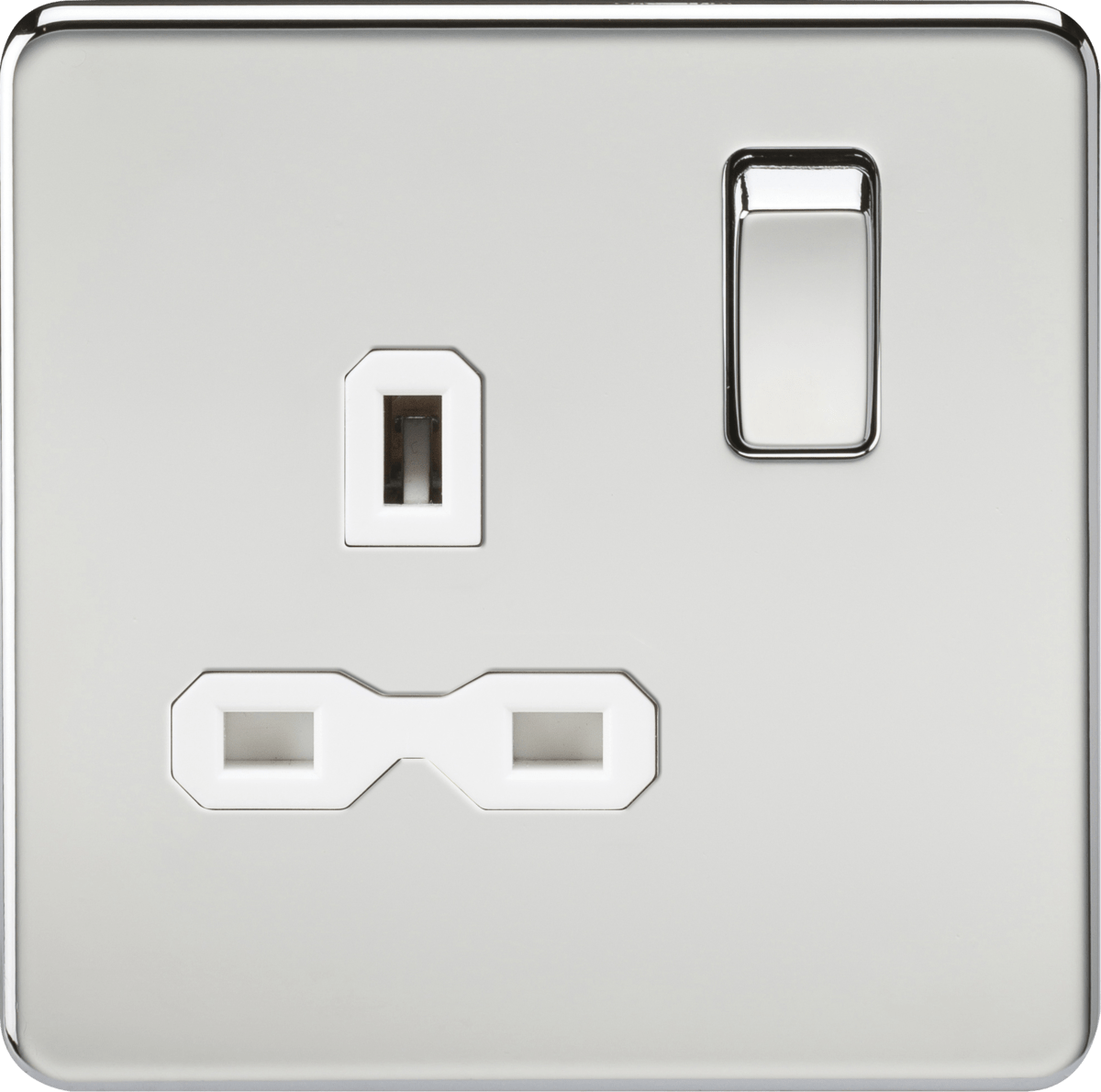 Knightsbridge Screwless Polished Chrome 13A 1 Gang DP Switched Socket ... Knightsbridge Screwless Polished Chrome 13A 1 Gang DP Switched Socket ...