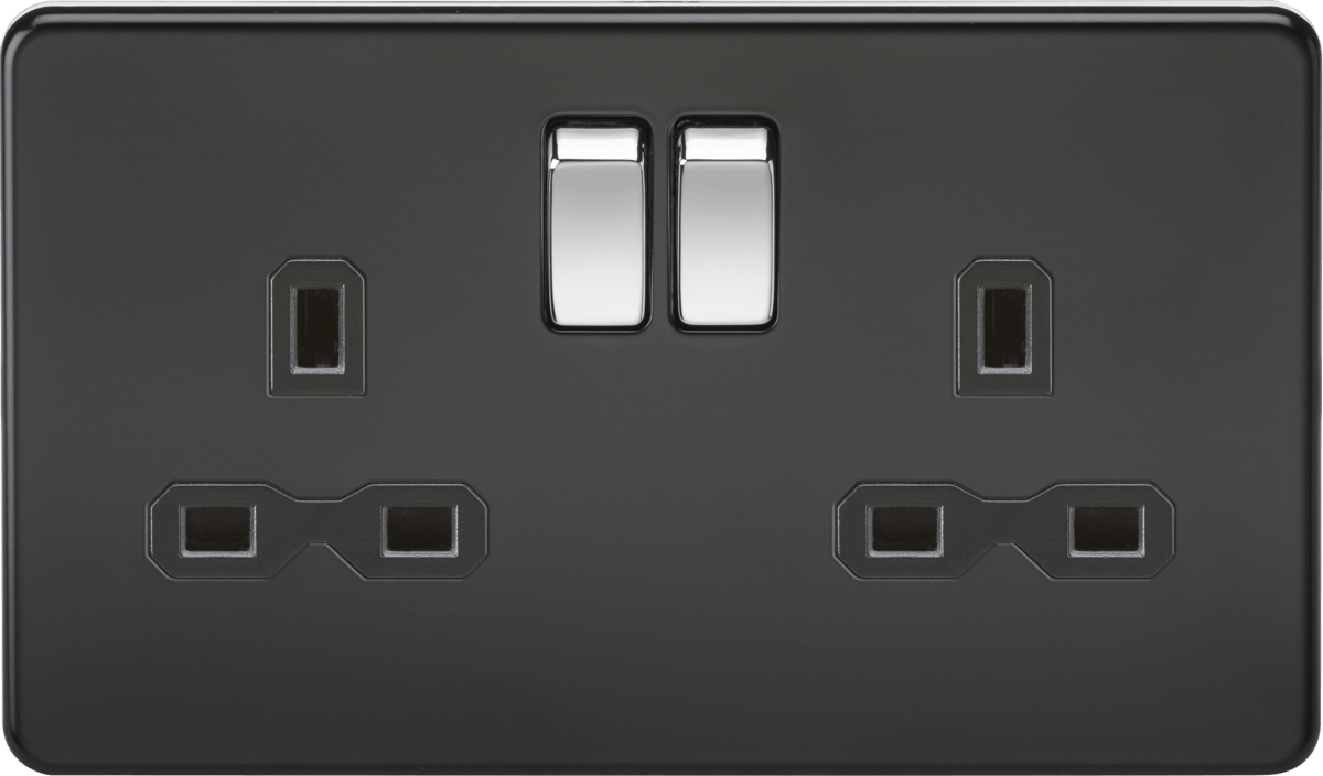 Knightsbridge Screwless Matt Black 13A 2 Gang DP Switched Socket ... Knightsbridge Screwless Matt Black 13A 2 Gang DP Switched Socket ...