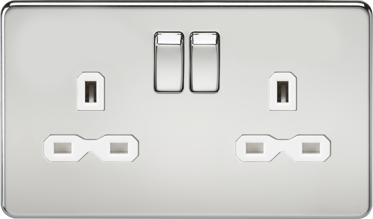 Knightsbridge Screwless Polished Chrome 13A 2 Gang DP Switched Socket ... Knightsbridge Screwless Polished Chrome 13A 2 Gang DP Switched Socket ...