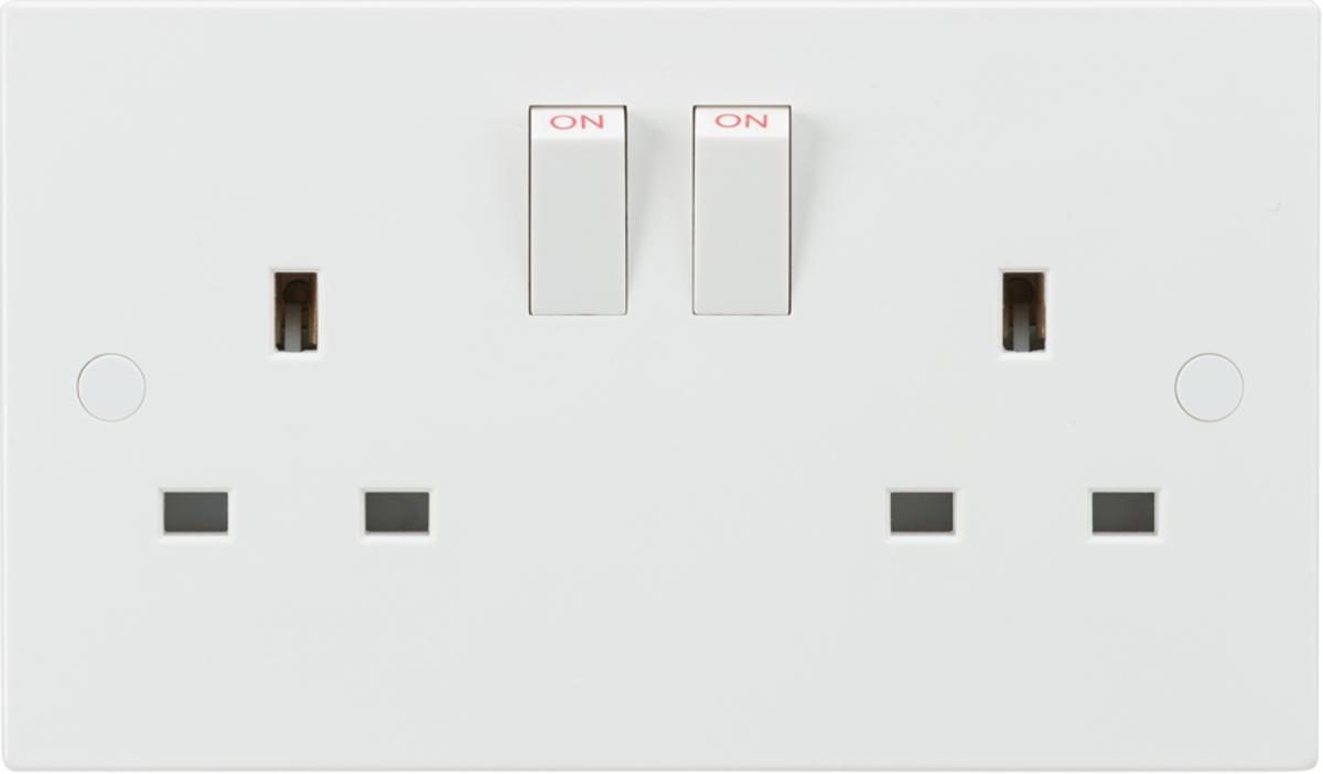 Knightsbridge White Square Edge 13A 2 Gang SP Switched Socket - Switch ... Knightsbridge White Square Edge 13A 2 Gang SP Switched Socket - Switch ...