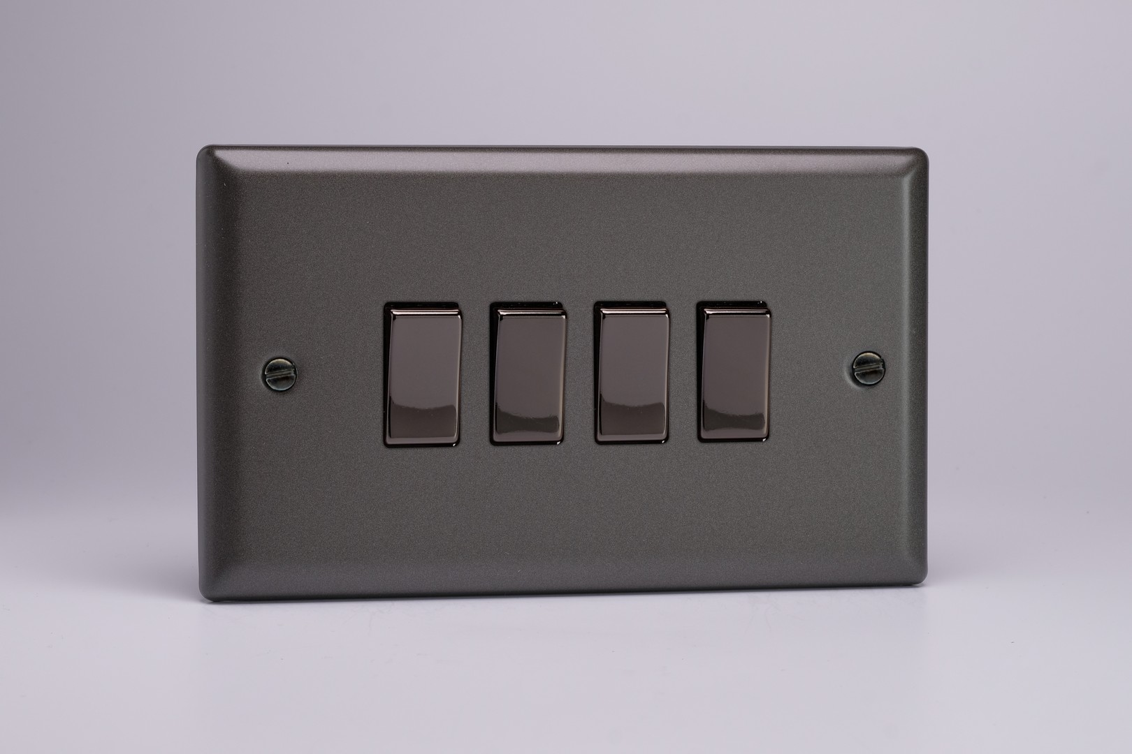 Varilight Classic Graphite 4 Gang 10 Amp 1-or 2-Way Rocker Switch (Twin ... Varilight Classic Graphite 4 Gang 10 Amp 1-or 2-Way Rocker Switch (Twin ...